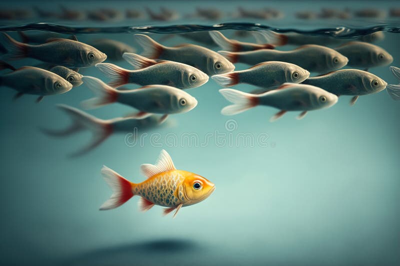 Underwater Illustration of a Group of Fish Swimming in the Same ...