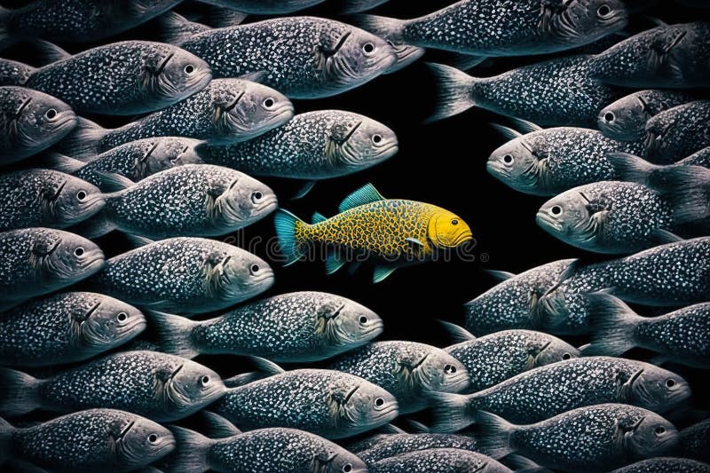 Underwater Illustration of a Group of Fish Swimming in the Same ...