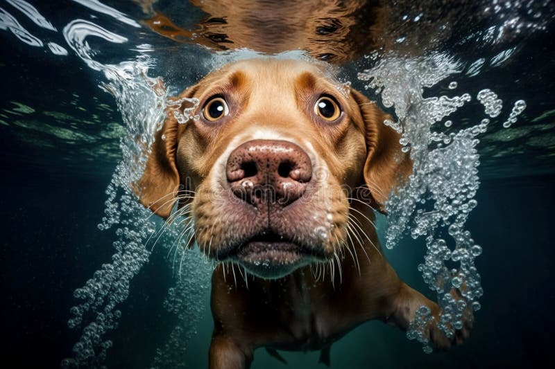 Underwater Image of a Dog Swimming in Water Stock Illustration ...