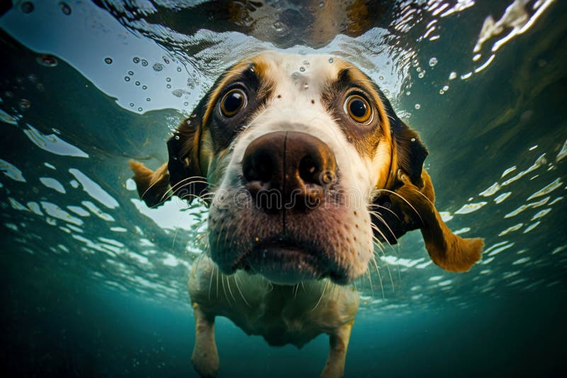 Underwater Image of a Dog Swimming in Water Stock Illustration ...