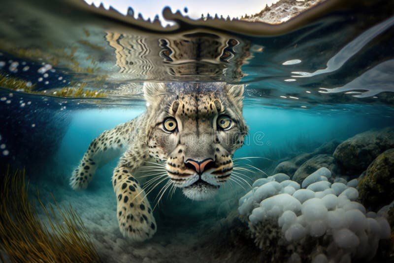 Underwater Image of a Leopard Swimming Stock Illustration ...