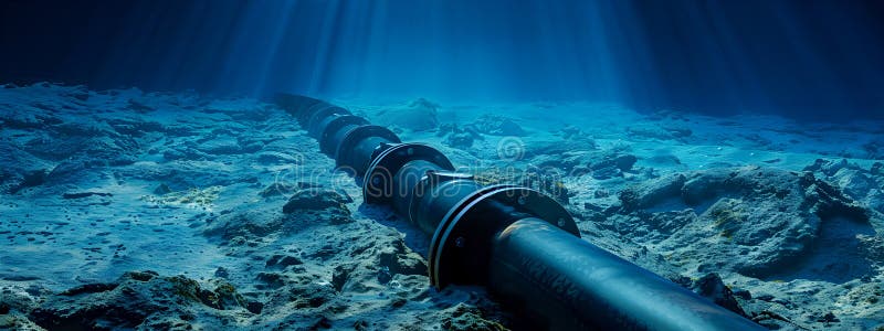 An Underwater Internet Communication Cable on the Seabed Under Ocean ...