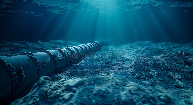 An Underwater Internet Communication Cable on the Seabed Under Ocean ...