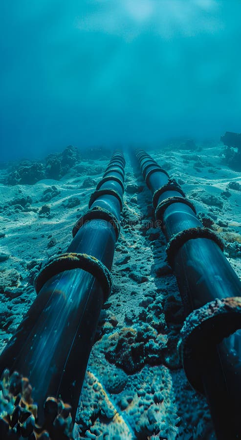 An Underwater Internet Communication Cable on the Seabed Under Ocean ...