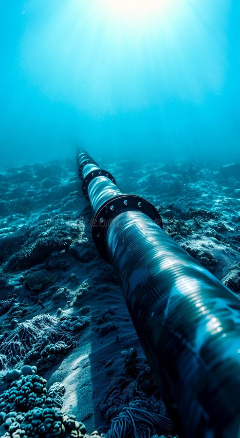 An Underwater Internet Communication Cable on the Seabed Under Ocean ...