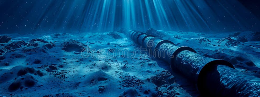 An Underwater Internet Communication Cable on the Seabed Under Ocean ...