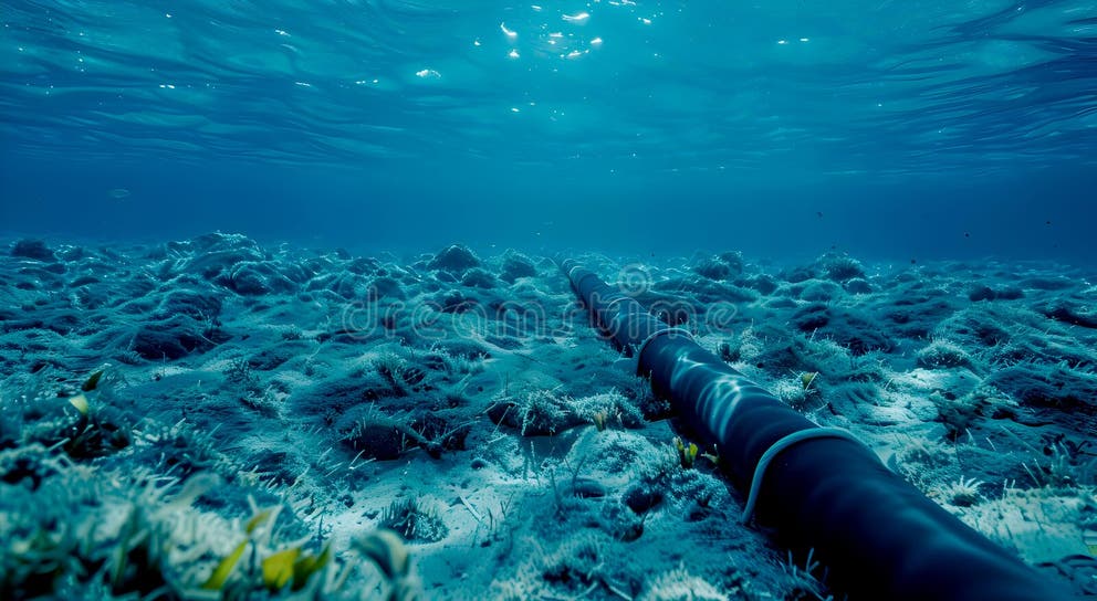 An Underwater Internet Communication Cable on the Seabed Under Ocean ...