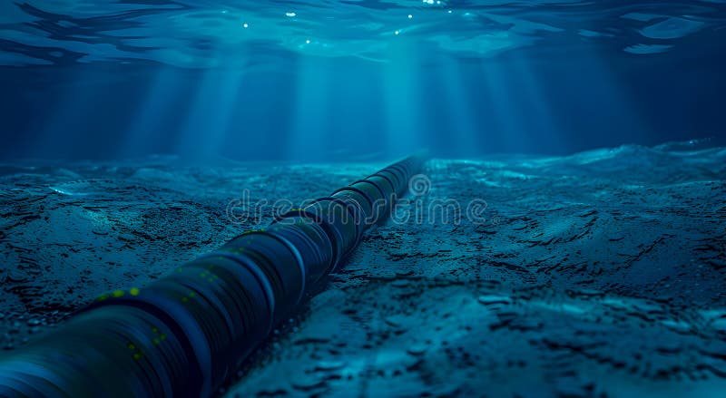 An Underwater Internet Communication Cable on the Seabed Under Ocean ...