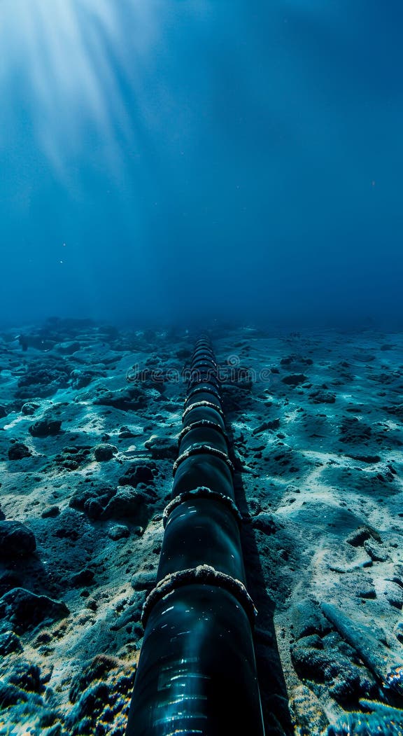 An Underwater Internet Communication Cable on the Seabed Under Ocean ...