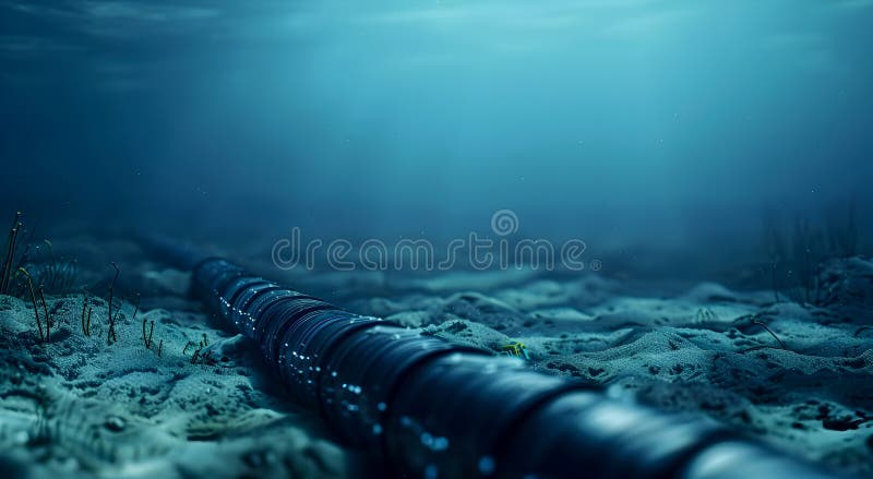 An Underwater Internet Communication Cable on the Seabed Under Ocean ...