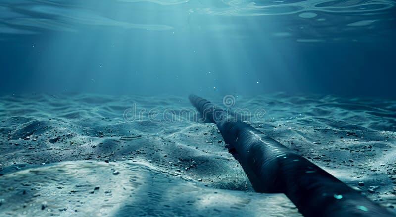 An Underwater Internet Communication Cable on the Seabed Under Ocean ...