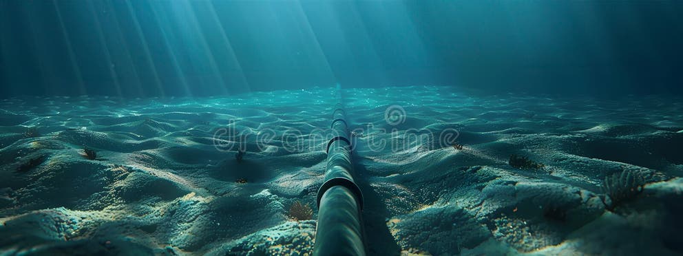 An Underwater Internet Communication Cable on the Seabed Under Ocean ...