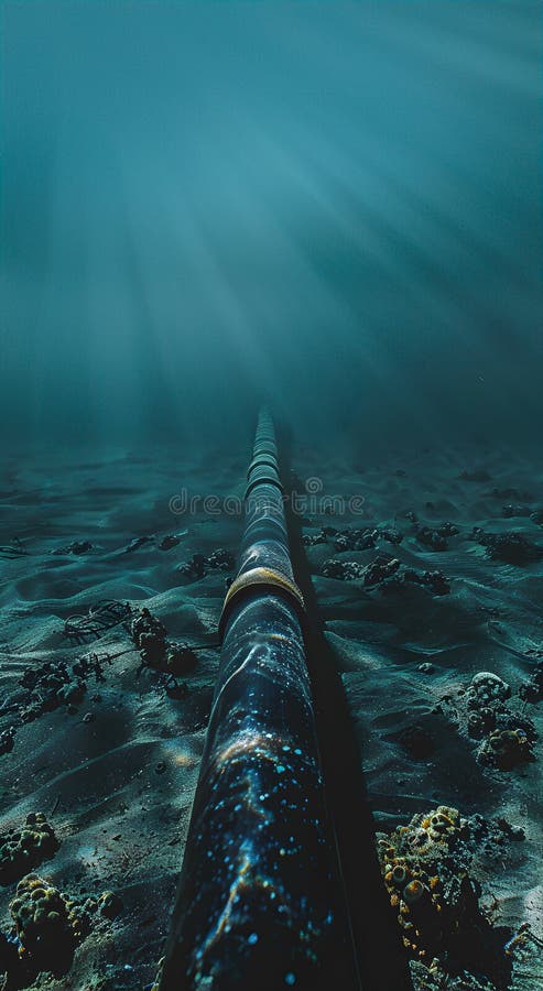 An Underwater Internet Communication Cable on the Seabed Under Ocean ...