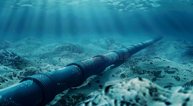 An Underwater Internet Communication Cable on the Seabed Under Ocean ...