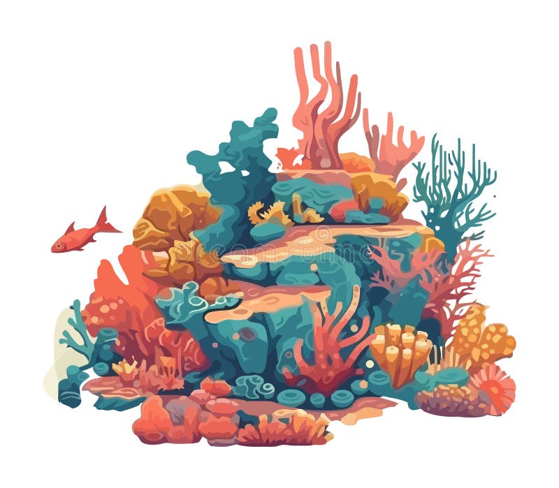 Underwater Landscape with Aquatic Animals and Plants Stock Vector ...
