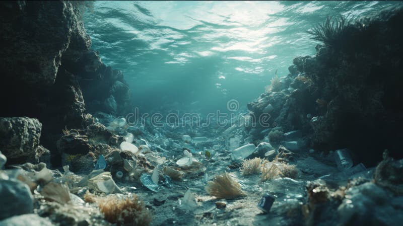 Underwater Landscape Littered Plastic Waste Stock Photos - Free ...