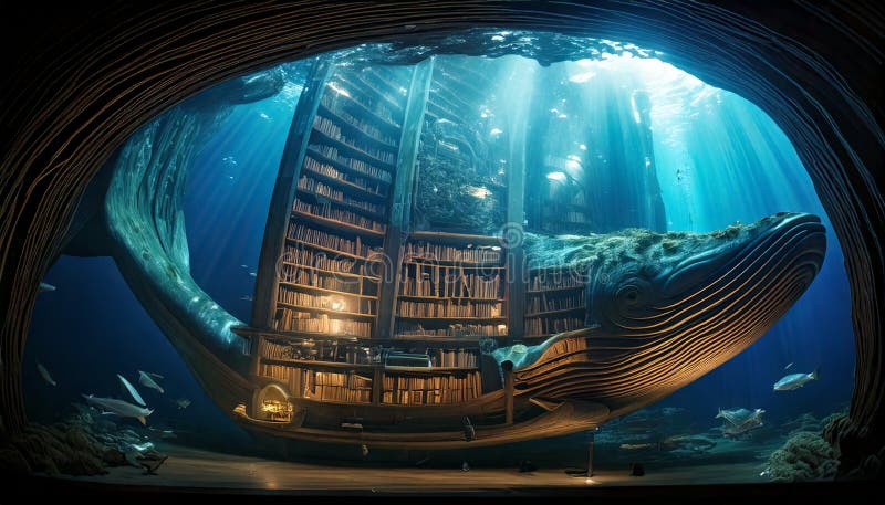 Underwater Library Inside the Ribcage of an Ancient Whale Stock Image ...