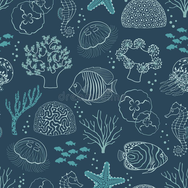 Underwater Seaweed Seamless Pattern Background Stock Vector ...