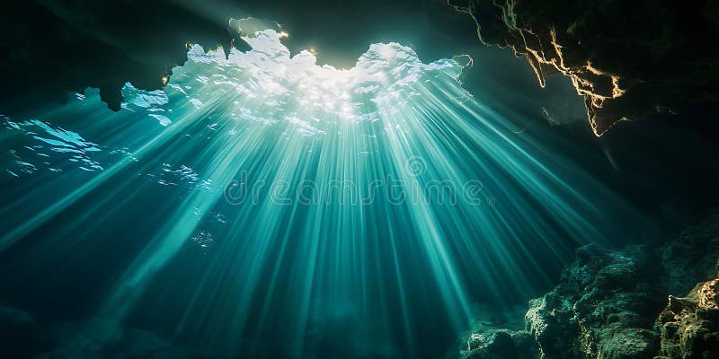 Underwater Light Beams Stunning Ocean Scene Stock Illustration ...