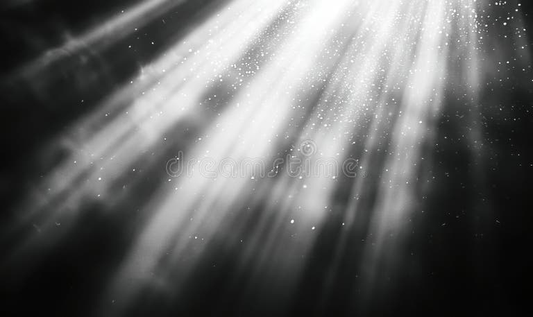 Underwater Light Rays Illuminating Particles in Black and White Stock ...