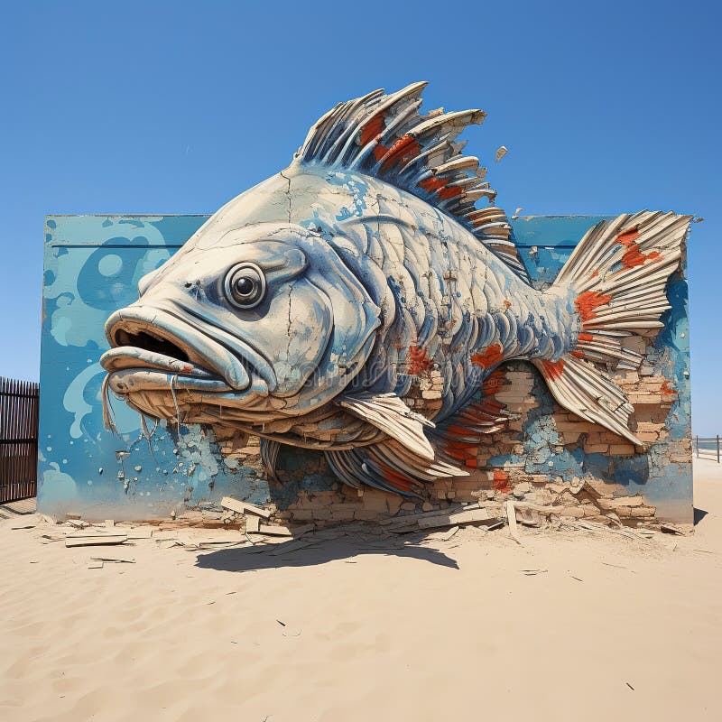Underwater Masterpiece: Fish Painting a Mural in the Deep Stock ...