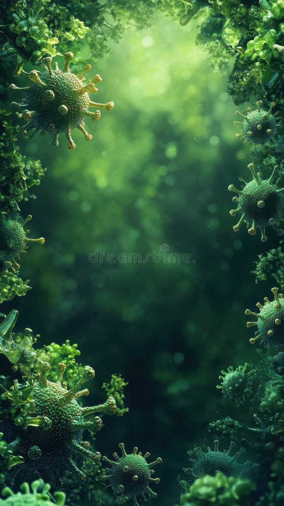 Underwater Microscopic World Teeming with Vibrant Green Microorganisms ...