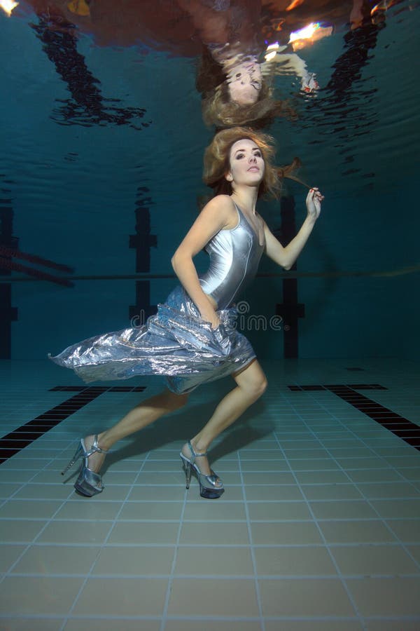 Scuba Woman with Sphere Underwater Stock Image - Image of leisure, oval ...