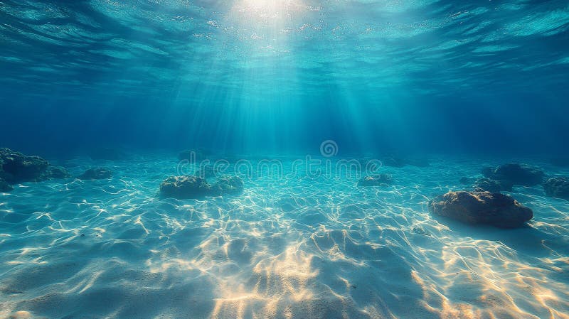 Underwater Ocean in Clean and Clear Water with Sunlight from the ...