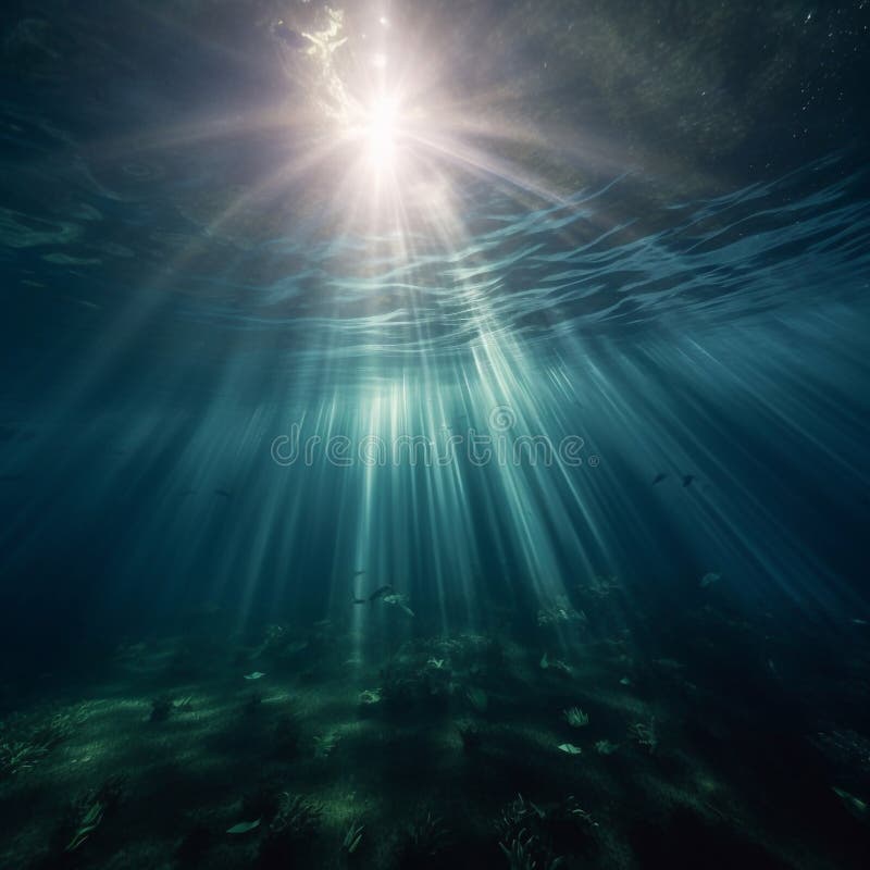 An Underwater Ocean Illustration Showing Sun Rays Shining through the ...