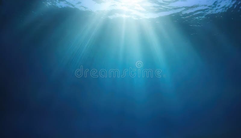 Underwater Ocean Light Rays. a Tranquil Underwater View with Sun Rays ...