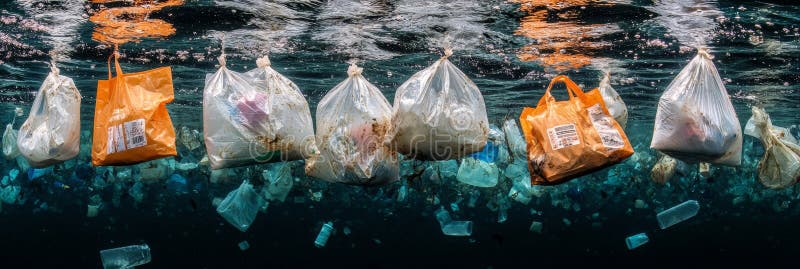Underwater Ocean Plastic Pollution, Environment Pollution Sea Contamination., Plastic Garbage ...
