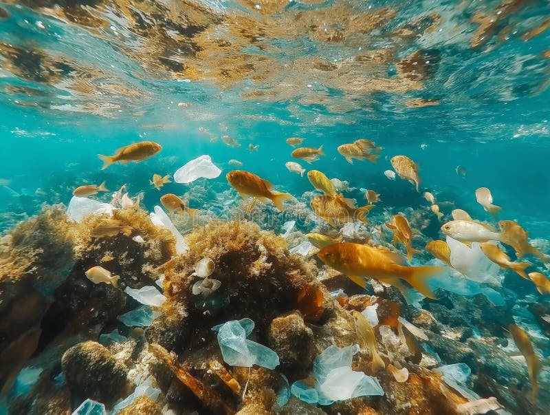 Underwater Ocean Pollution stock image. Image of clear - 310655847