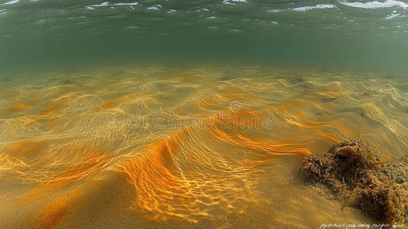 Underwater Ocean Sand Texture with Sunlight Ripples Stock Photo - Image ...