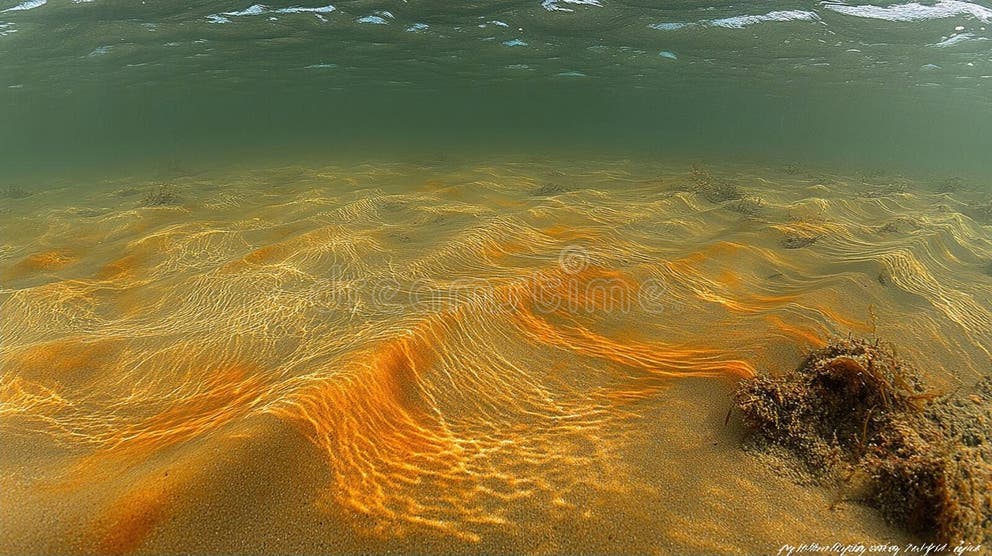 Underwater Ocean Sand Texture with Sunlight Ripples Stock Photo - Image ...