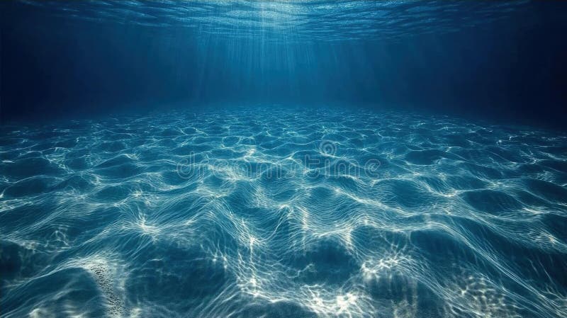 Underwater Ocean Scene with Sunlight Rays and Textured Water Surface ...