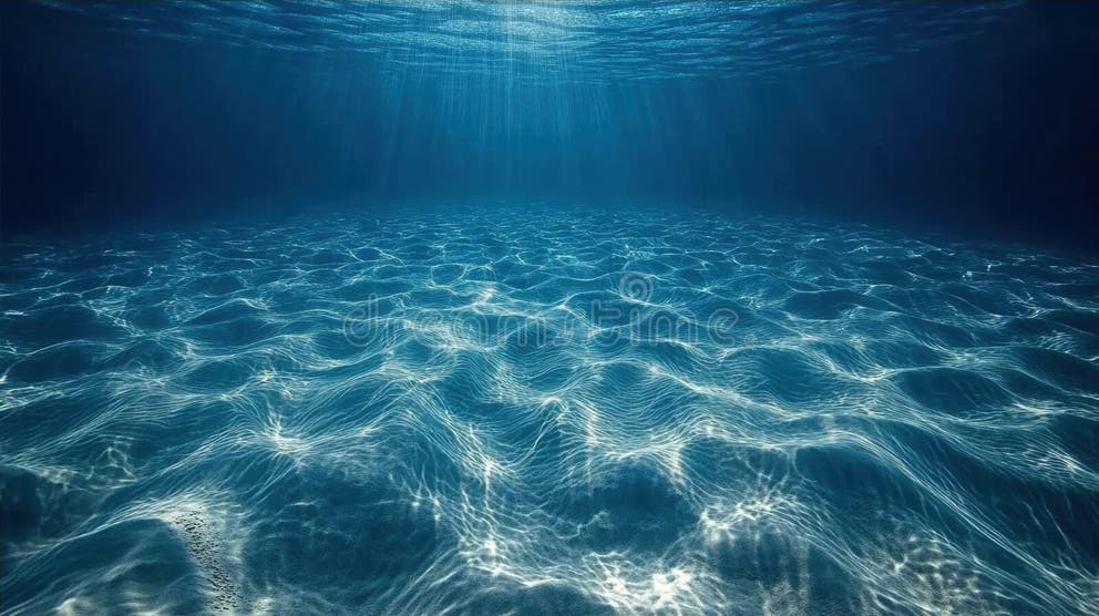 Underwater Ocean Scene, Sunlit Blue Water with Textured Surface Stock ...