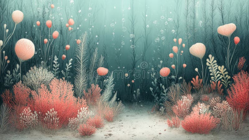 Underwater Ocean Scene with Vibrant Coral and Soft Bubble Effects for ...