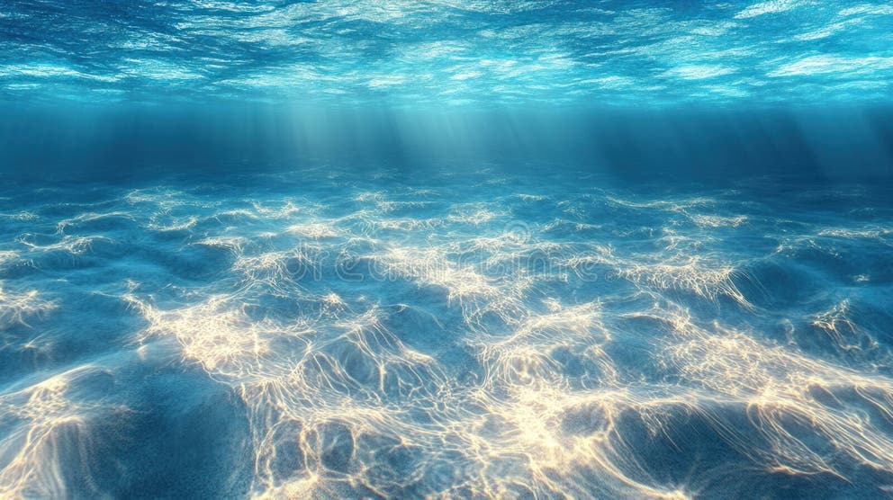 Underwater Ocean View with Sunlight Rays on Rippling Water Stock ...