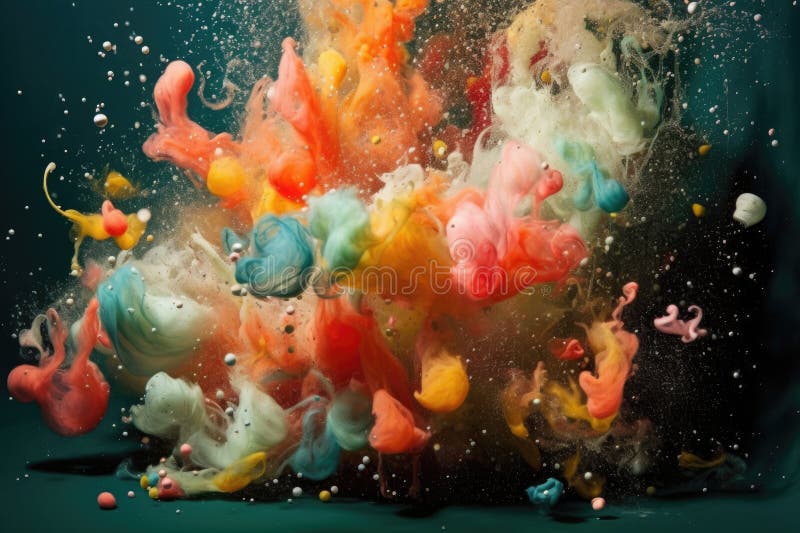 Underwater Paint Explosion with Bubbles Stock Illustration ...