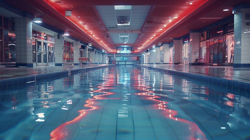Underwater Perspective of an Empty Indoor Swimming Pool with ...