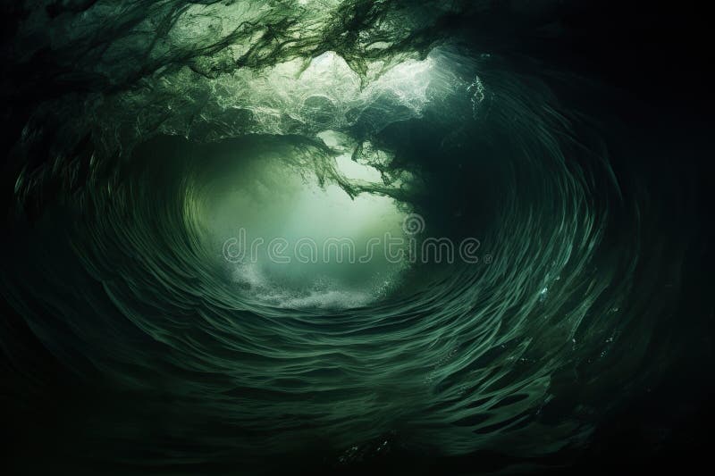 Underwater View of a Swirling Vortex in the Ocean. Generative AI Stock ...