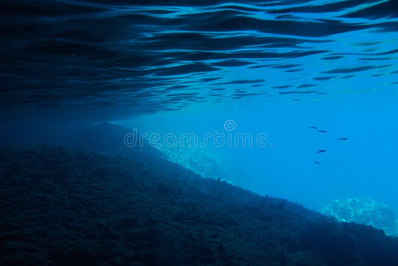 Blue Underwater Cave stock photo. Image of water, underwater - 104205274
