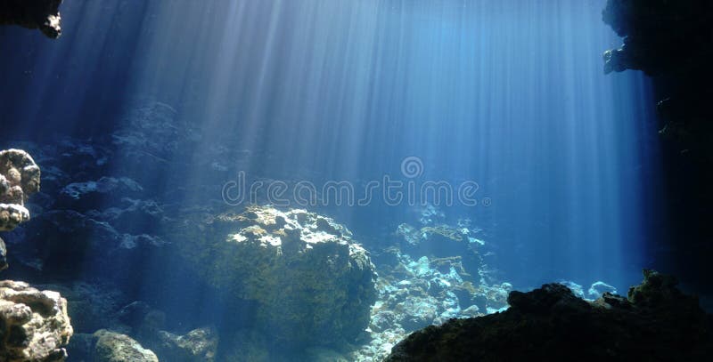 Beautiful Blue Light and Rays of Sunlight in Cave Underwater Stock ...