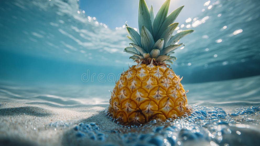 Underwater Pineapple on Sandy Ocean Floor Stock Illustration - Illustration of relaxation ...