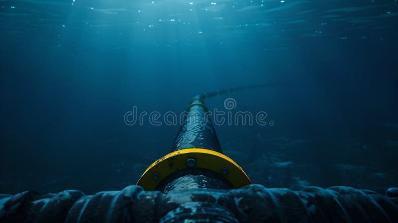 Underwater Pipeline Extending into the Abyss. Industrial Underwater ...
