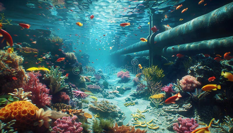 Image of pipes underwater stock illustration. Illustration of ...