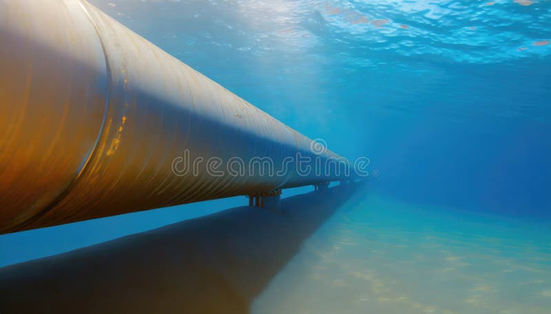 Underwater Pipeline for Oil and Gas Transport. Generated with AI Stock ...