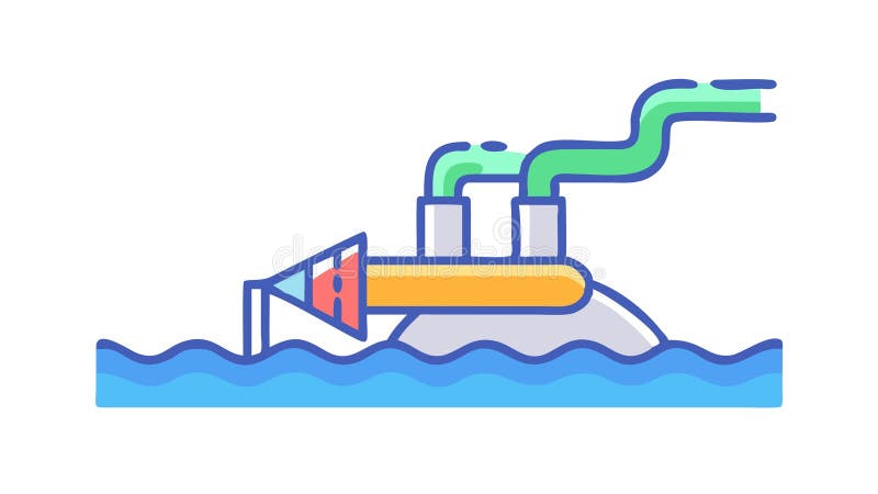 Underwater Pipeline and Submarine Infrastructure Icon, Vector Design ...