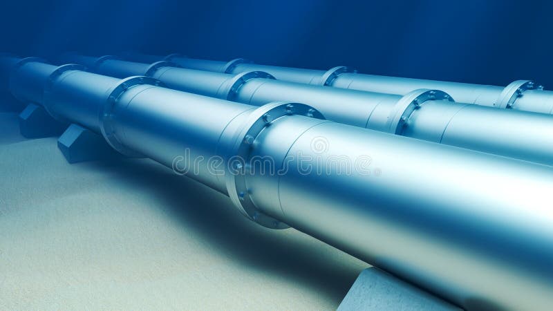 Underwater Pipeline System Against a Deep Blue Background Stock ...
