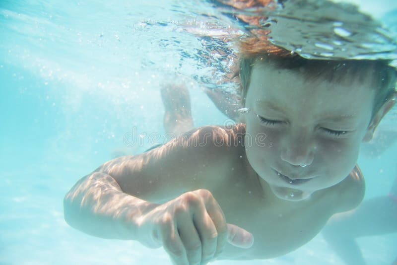 Underwater Portrait of Child Diving in Mask Stock Photo - Image of blue ...